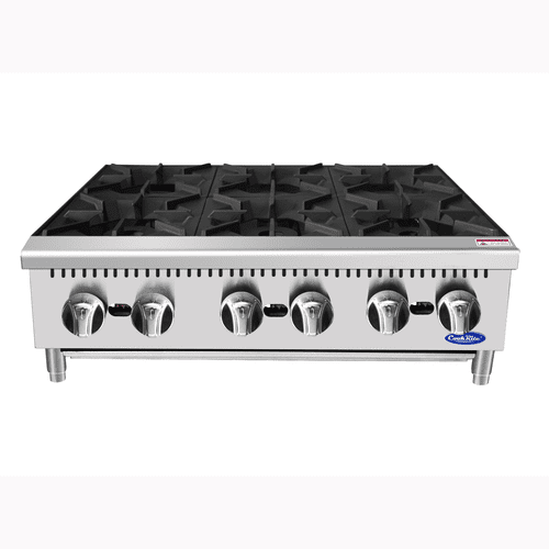 Countertop Gas Hot Plate – 36" (Six Burners, NG/LP Convertible) - Chef ...